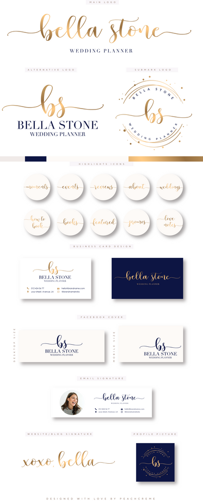 Navy Gold Branding Kit - Bella Stone Kit | Peach Creme – www.peachcreme.com