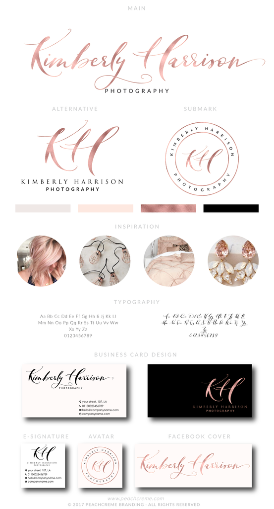Rose Gold Branding Package, Logo Design, Rose Gold Photography ...
